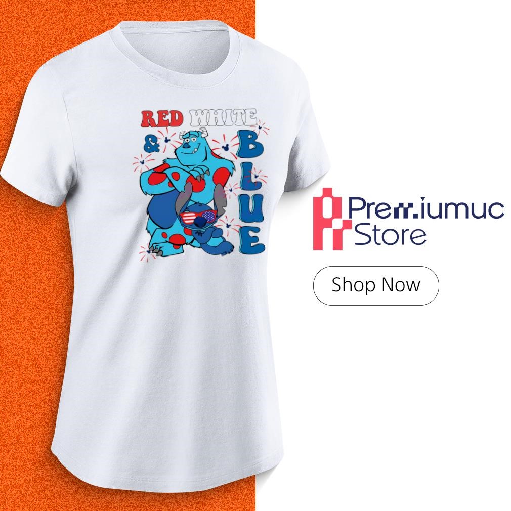 Sully Monster Inc and Stitch red white blue cartoon meme shirt, hoodie ...
